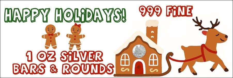 Christmas Holiday Silver 1 oz 999 Rounds Bars