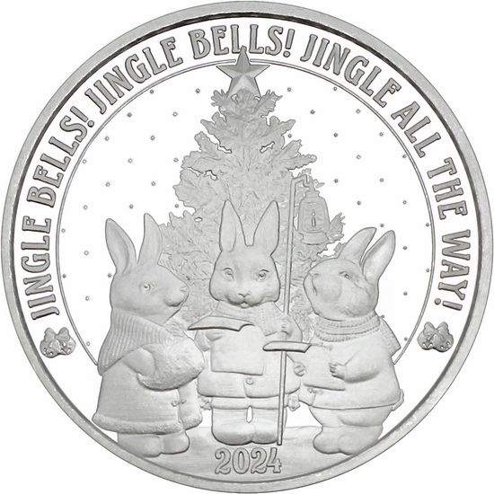 Holiday coins, rounds and bars consisting of pure 999 silver jingle bells