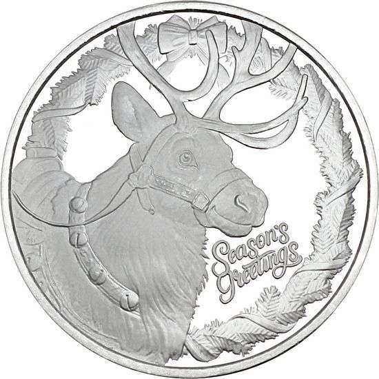 Holiday coins, rounds and bars consisting of pure 999 silver reindeer ...